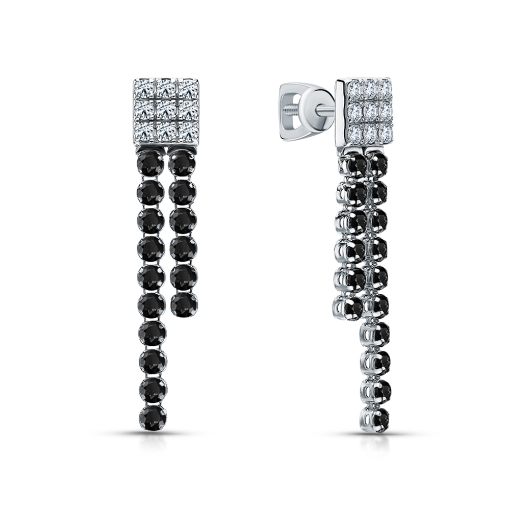 Золотые серьги с бриллиантами БРИЛЛИАНТЫ ЯКУТИИ 73748-C5W-01: белое ...