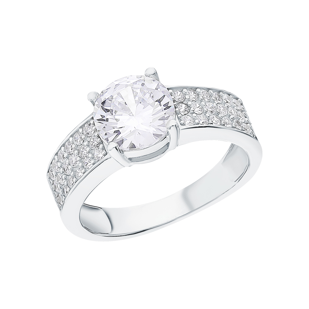 Серебряное кольцо с фианитами SUNLIGHT S40750-K9W-02: белое серебро 925 ...