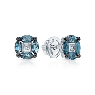 Золотые серьги с бриллиантами природными и топазами природными АКАДЕМИЯ ...