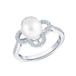 Серебряное кольцо с жемчугом BASTET S92206-K9W-01: белое серебро 925 ...