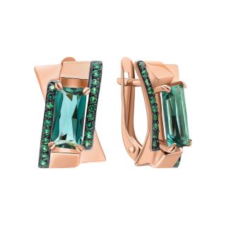 Золотые серьги с фианитами и кварцем МОСКОВСКИЙ ЦЕПЕВЯЗАЛЬНЫЙ ЗАВОД ...